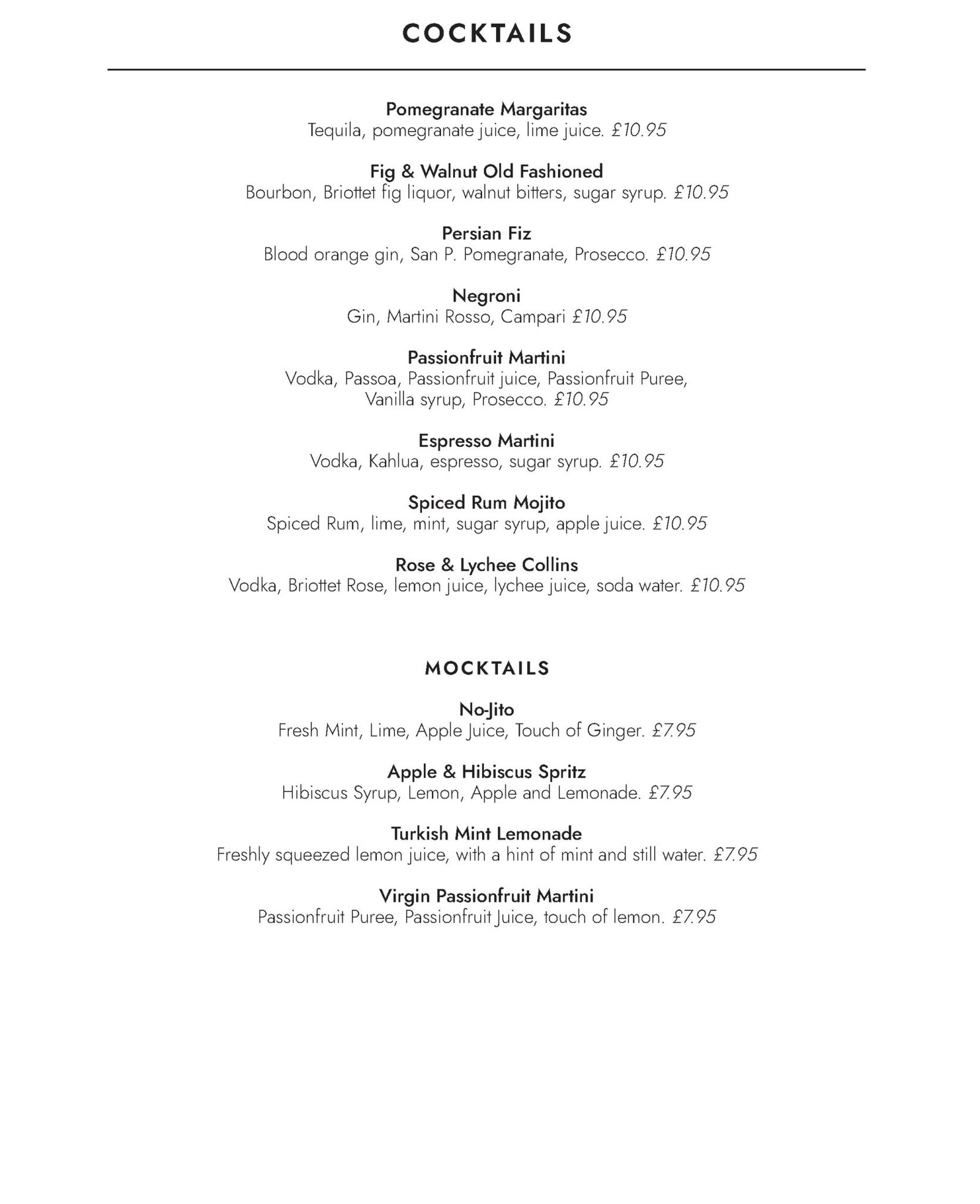 Drinks Menu – Fig & Walnut Mediterranean Kitchen